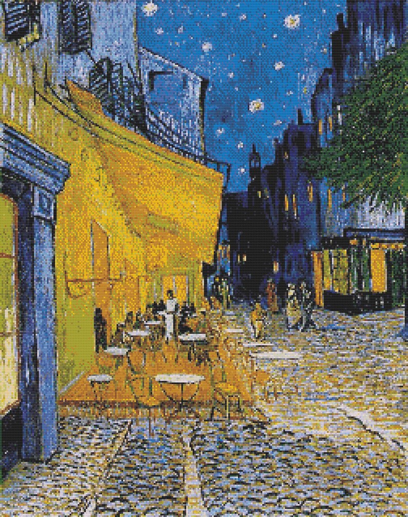 Van Gogh Cafe Terrace at Night Cross Stitch Pattern (PDF) - Etsy