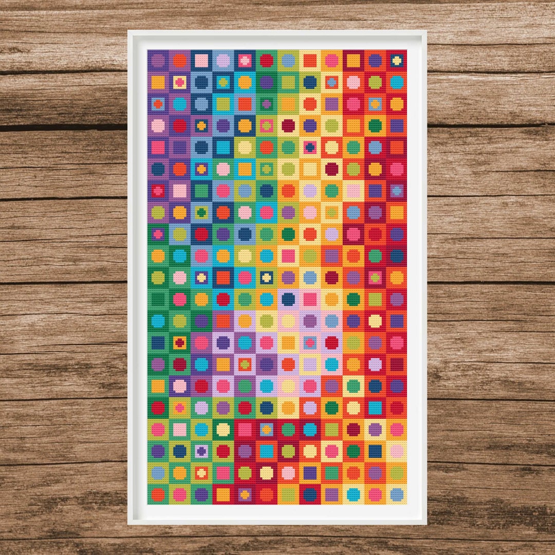 Rainbow Squares | Counted Cross Stitch Pattern | Samplers & Patterns ...