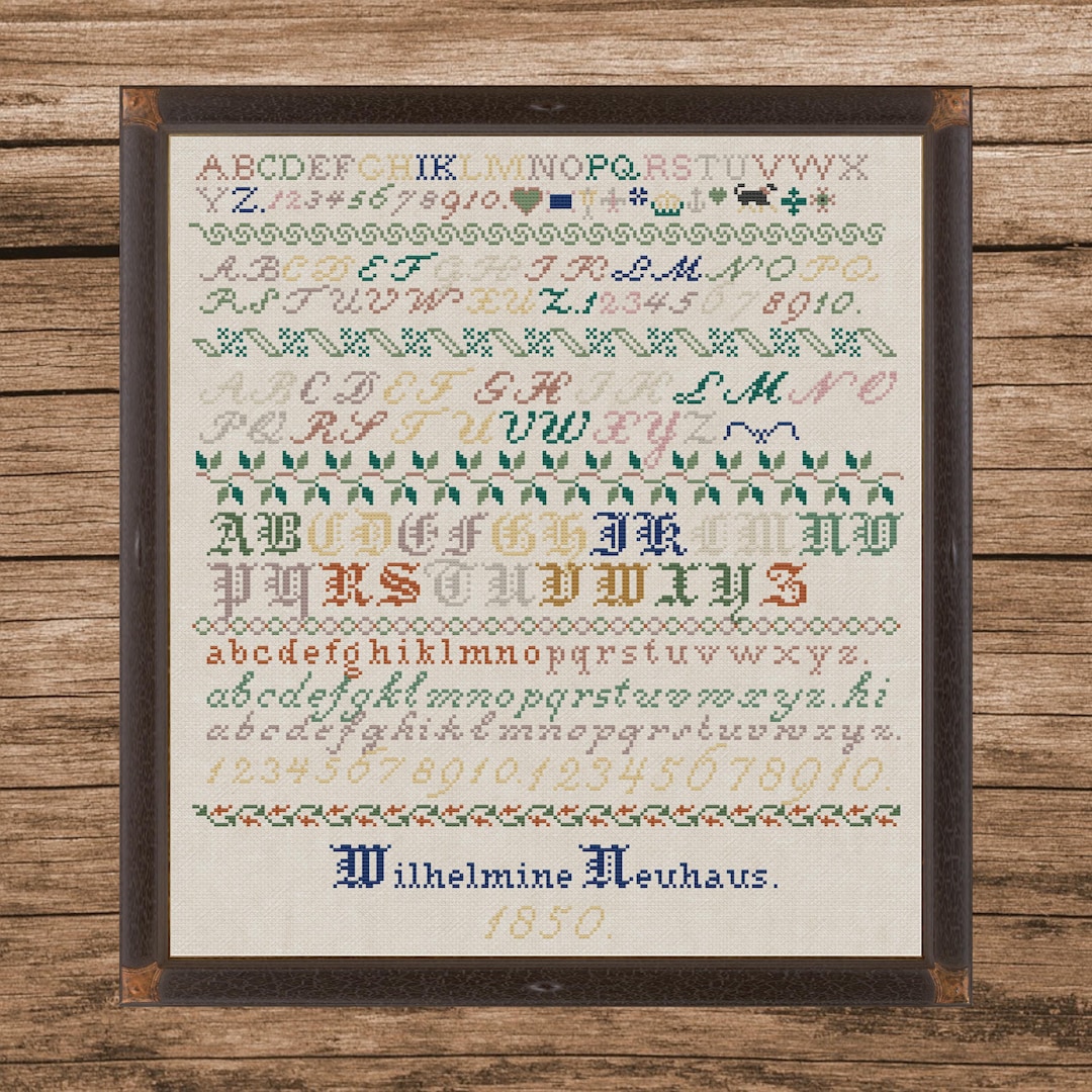 German Sampler 1850 | Counted Cross Stitch Pattern | Antique Sampler ...