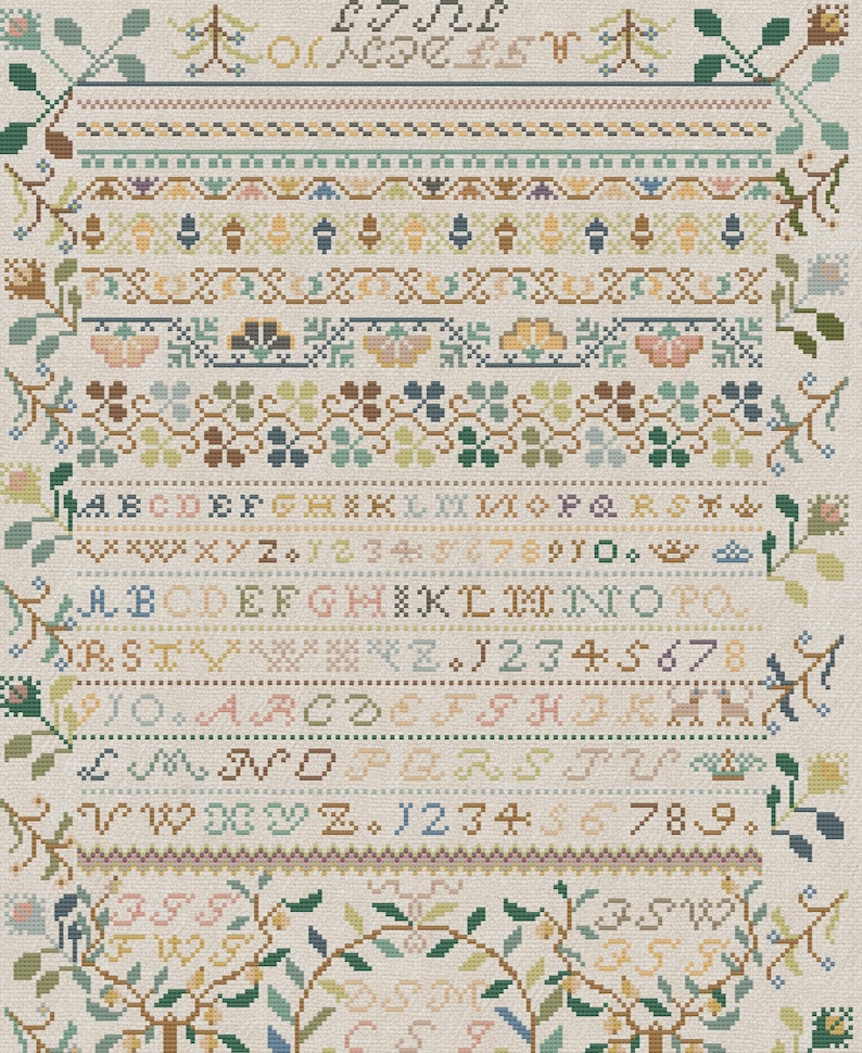 German Sampler 1806 | Counted Cross Stitch Pattern | Antique Sampler ...