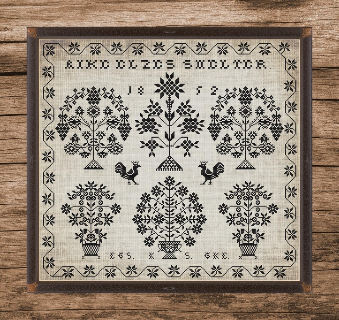 Dutch Sampler 1852 | Counted Cross Stitch Pattern | Antique Sampler ...