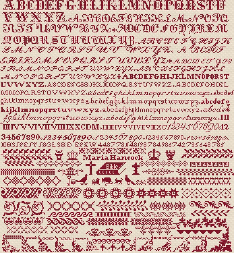 Bristol Sampler - 1864 | Counted Cross Stitch Pattern | Antique Sampler ...