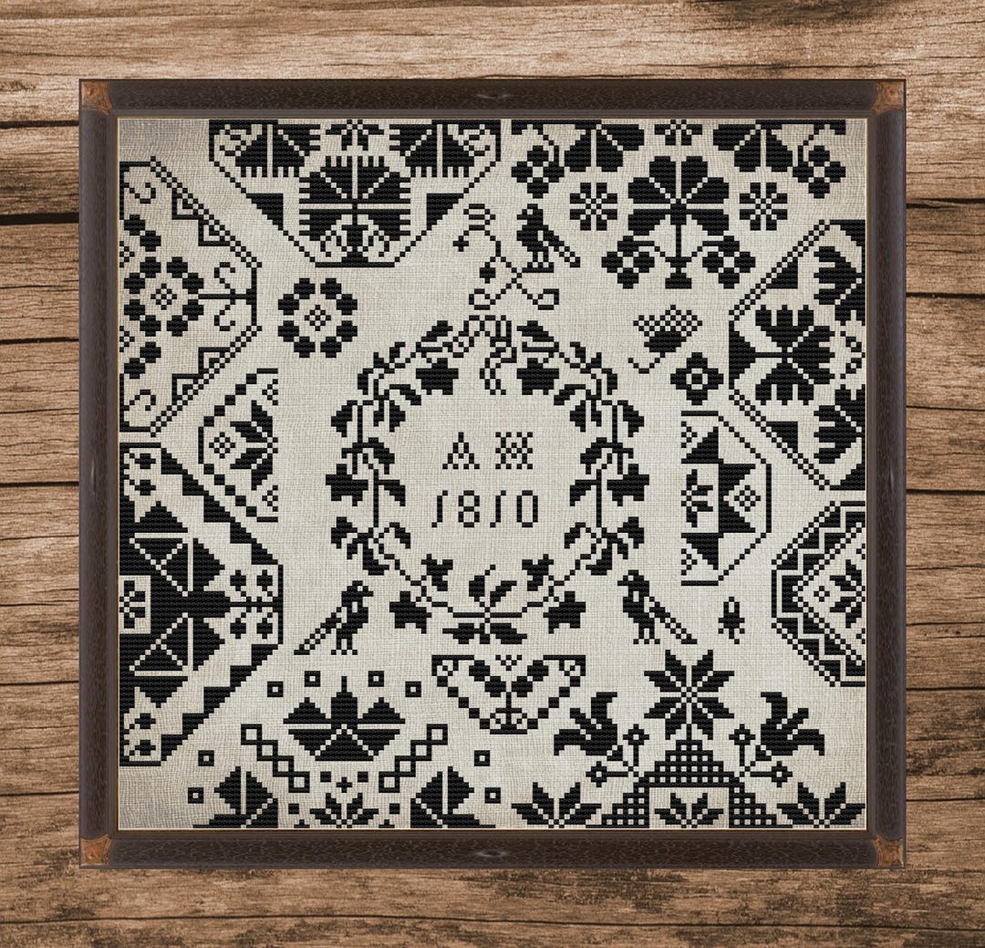 Quaker Sampler 1810 | Counted Cross Stitch Pattern | Antique Sampler ...