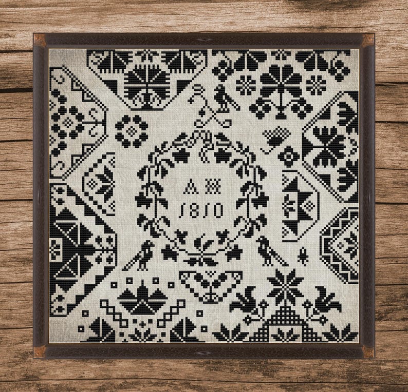 Quaker Sampler 1810 | Counted Cross Stitch Pattern | Antique Sampler ...