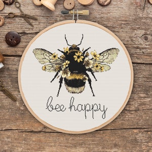 Bee Happy | Counted Cross Stitch Pattern | Animals | Instant Download ...