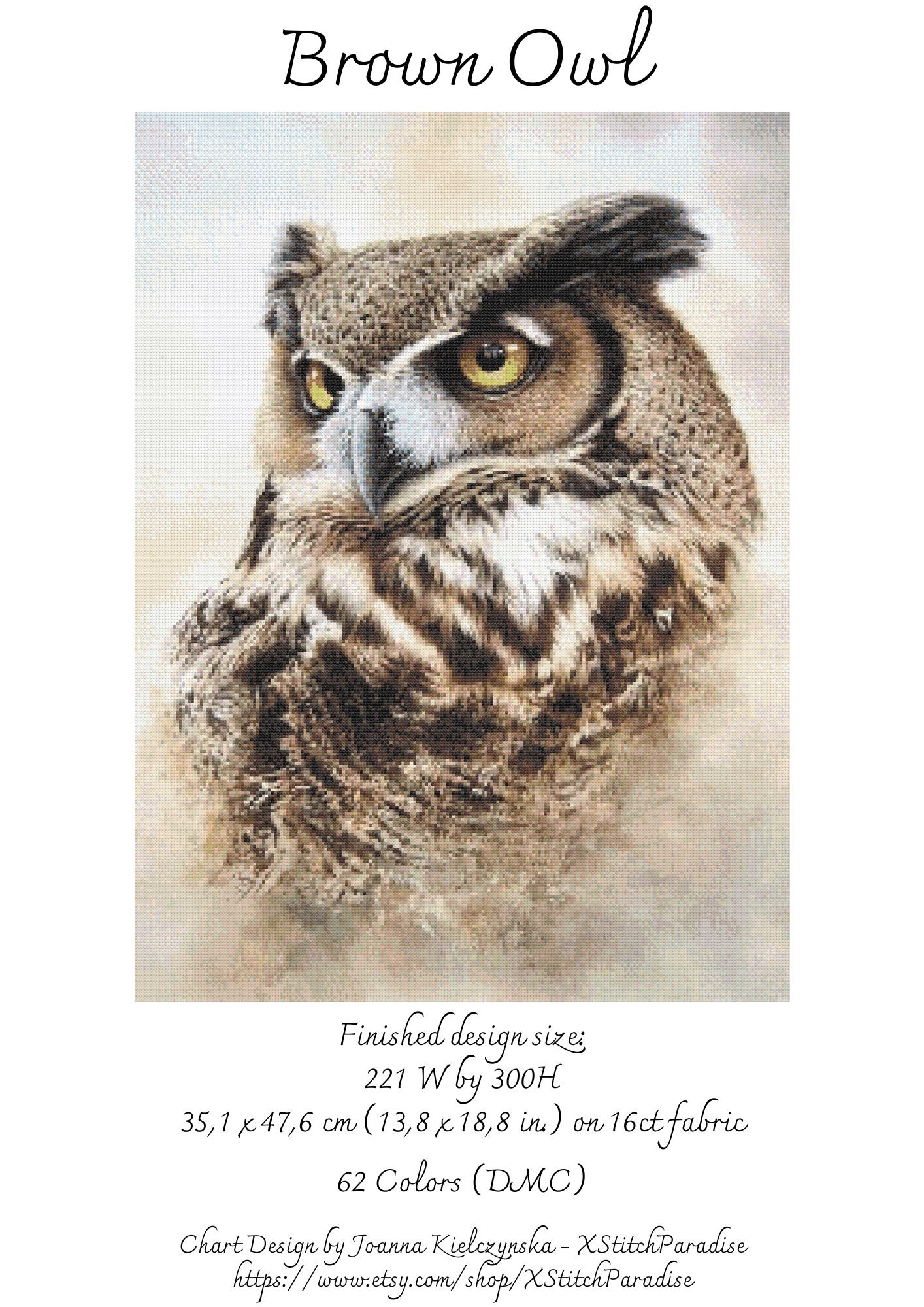 Brown Owl Counted Cross Stitch Pattern Animals Instant - Etsy UK