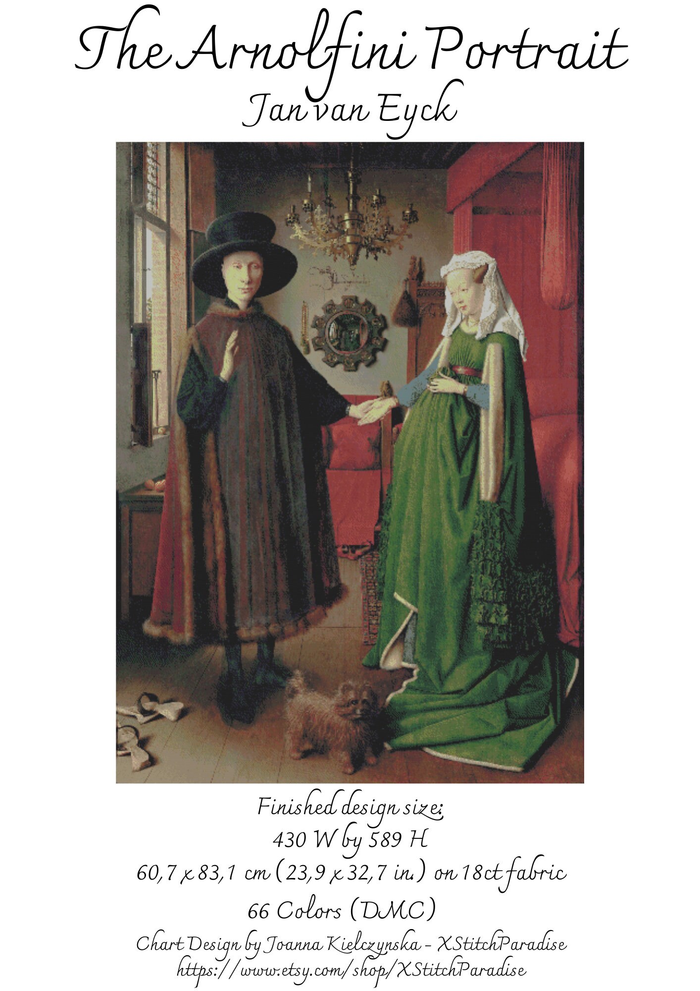 Arnolfini Portrait Cross Stitch Pattern | Jan Van Eyck, Famous Painting ...