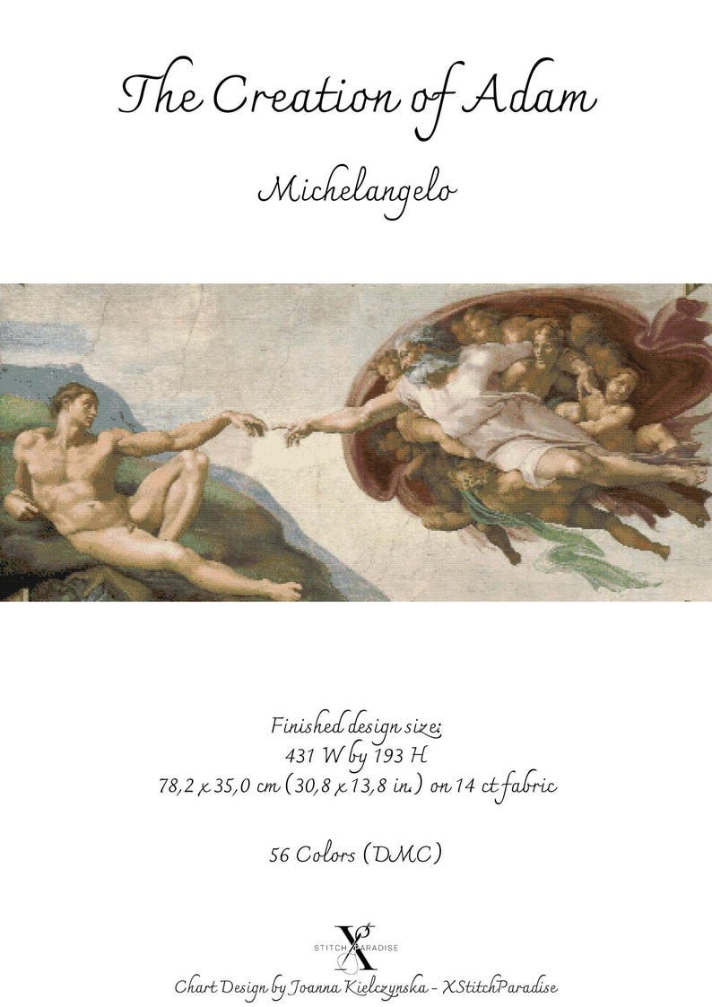 Michelangelo's Creation of Adam Cross Stitch Pattern (PDF) - Etsy