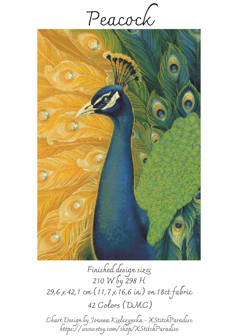 Peacock Counted Cross Stitch Pattern Animals Instant - Etsy