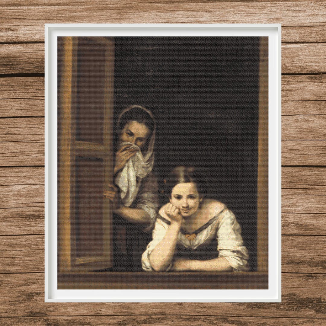 Two Women at a Window | B. E. Murillo | Counted Cross Stitch Pattern ...
