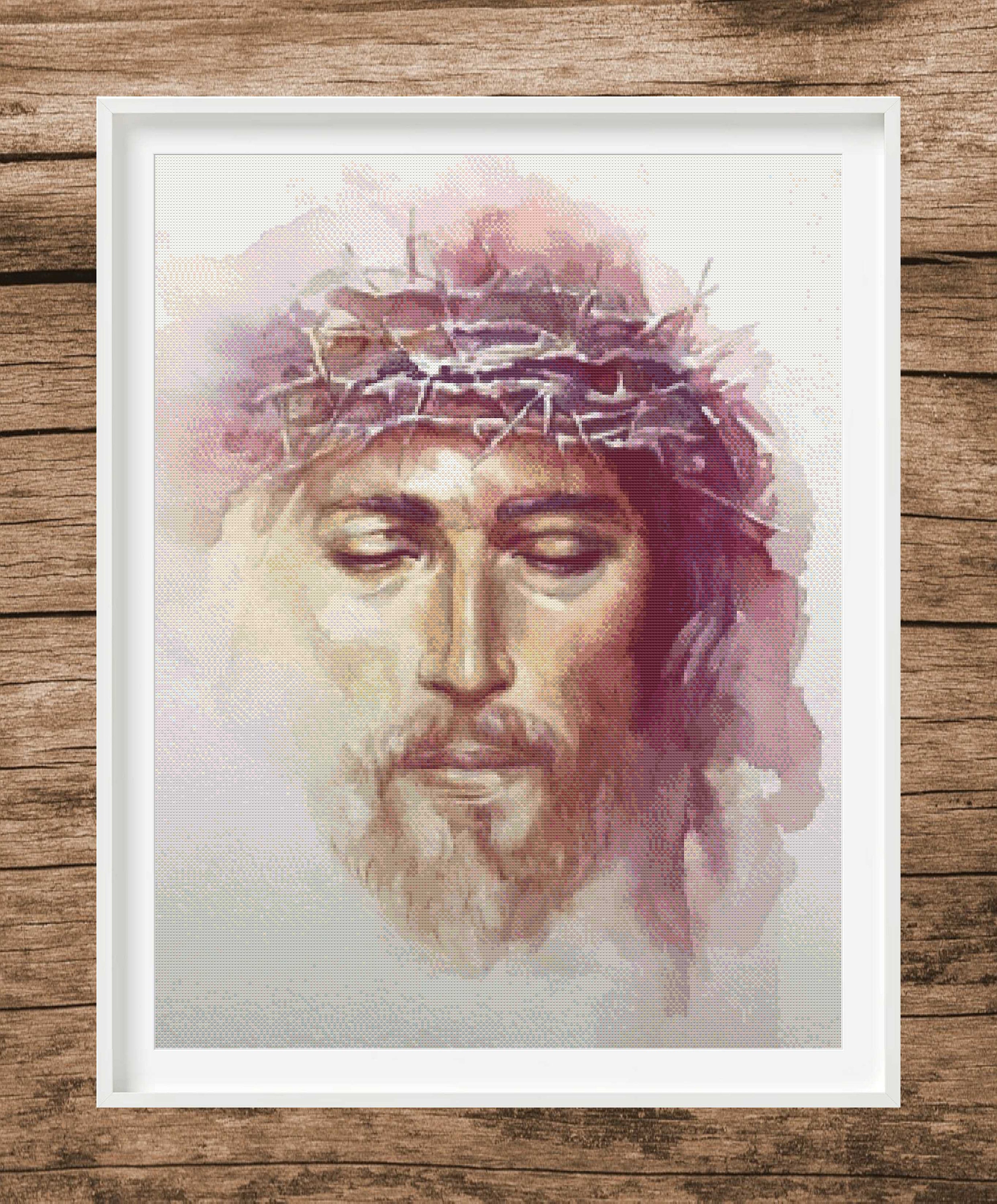 Jesus Christ in Crown of Thorns | Counted Cross Stitch Pattern ...