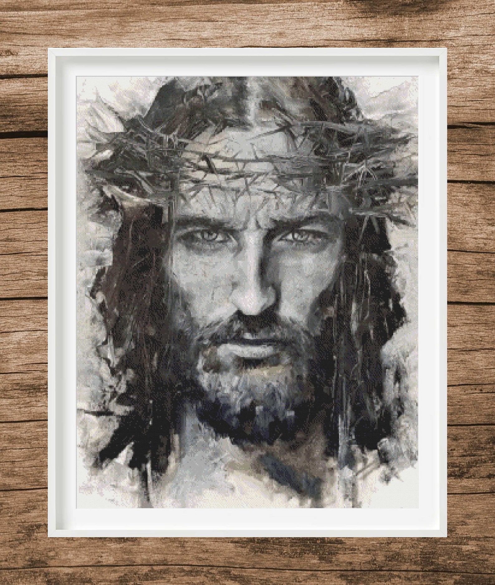 Jesus Christ in Crown of Thorns | Counted Cross Stitch Pattern ...