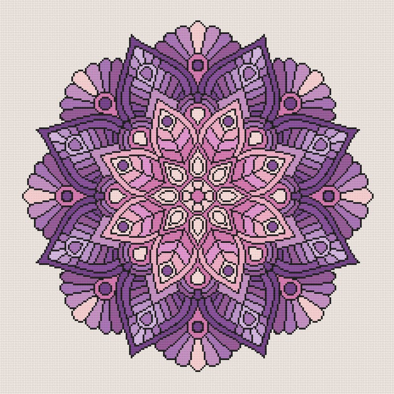 Purple Mandala | Counted Cross Stitch Pattern | Mandalas | Instant ...