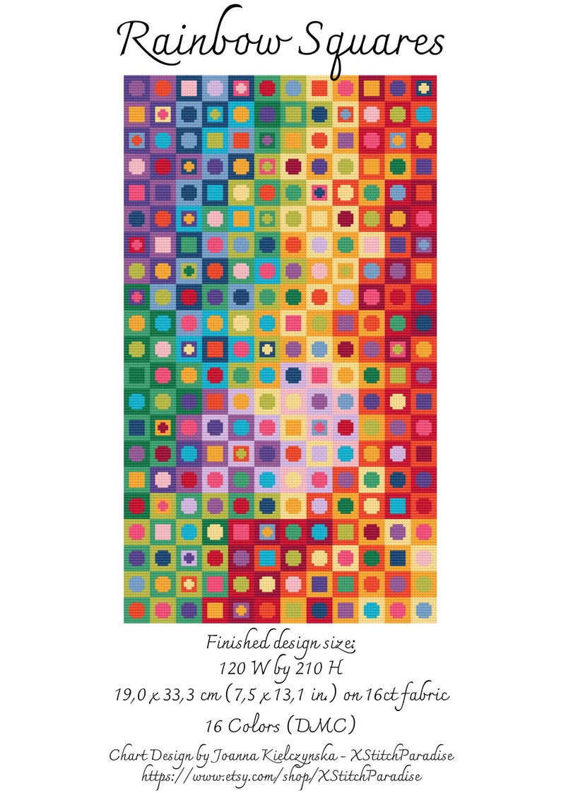 Rainbow Squares | Counted Cross Stitch Pattern | Samplers & Patterns ...