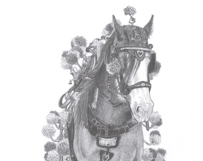 Shire Horse no.2 Art Drawing Prints A4/A3 Size, Greetings/note Card ...
