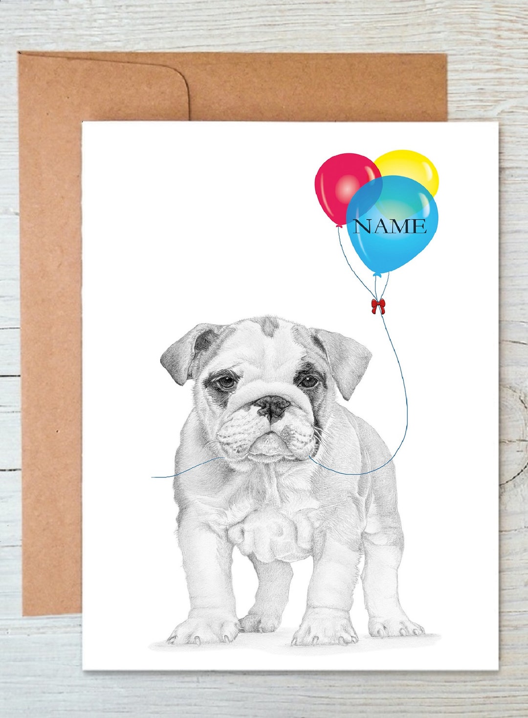 Bulldog Puppy (no:7) Dog Art Birthday | Congratulations | Well Done ...