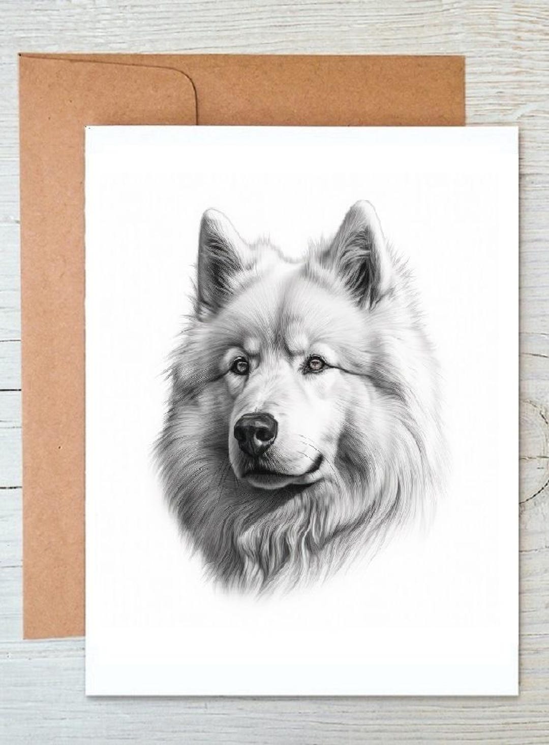 Samoyed Dog Art Greetings/note Card (can Be Personalised) / Art Print ...