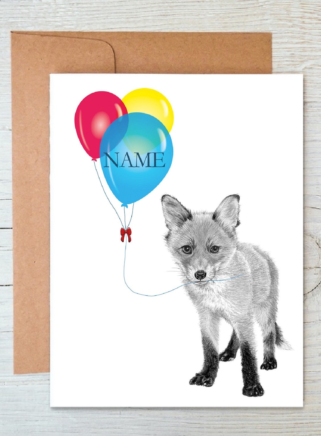 Fox Cub Art Birthday | Congratulations | Well Done Greetings/note Card ...
