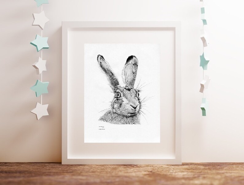 Hare no.2 Art Drawing Prints A4/A3 Size Greetings/note Card - Etsy