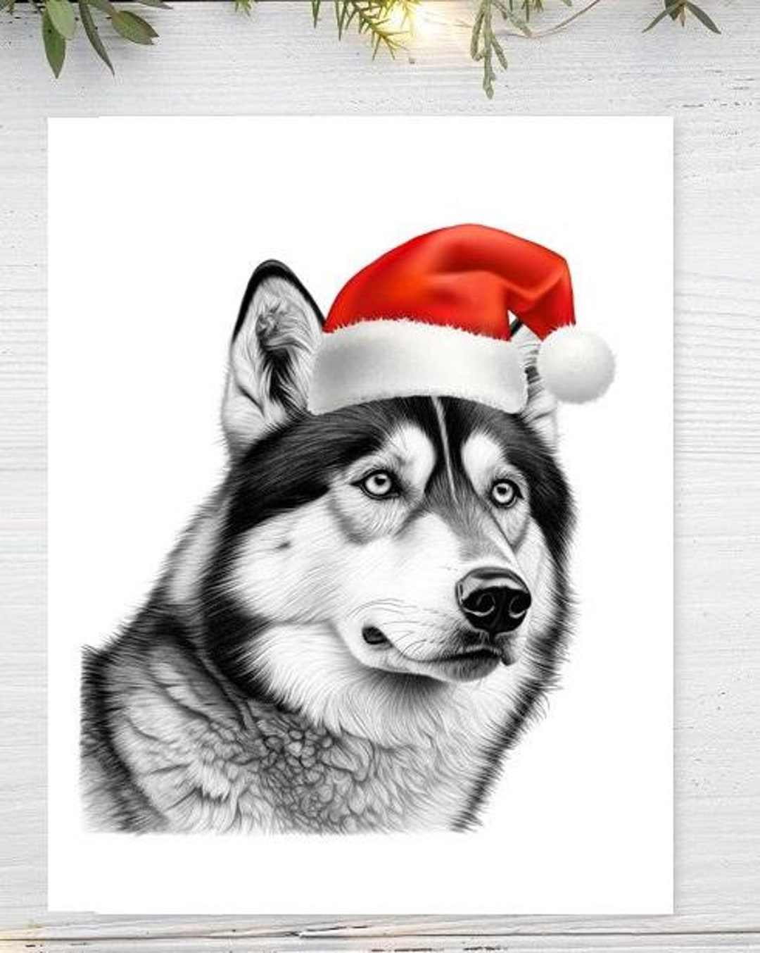 Husky Dog (no.3) Art Large A5 Size Christmas Xmas Card ( Can Be ...