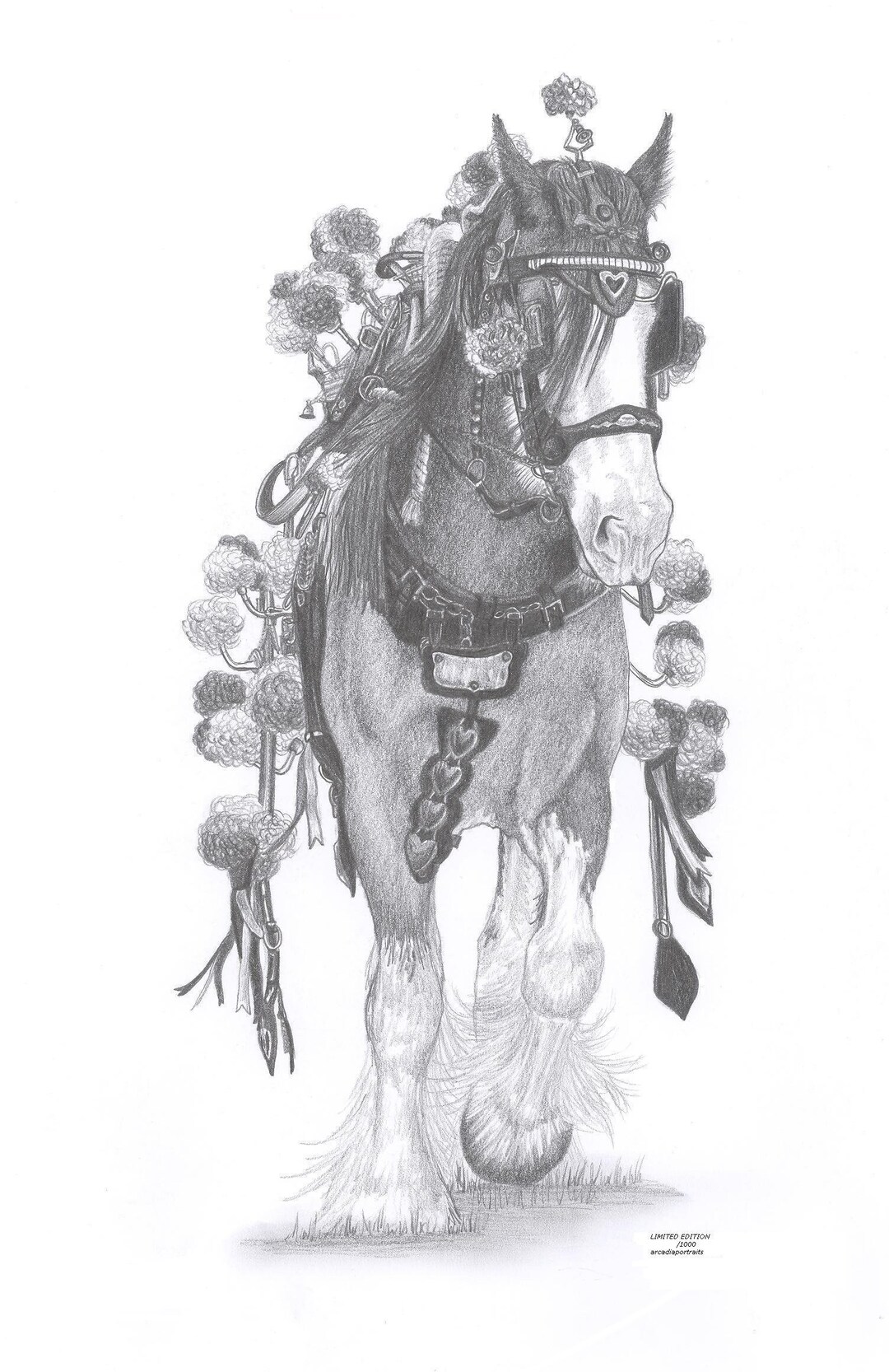 Shire Horse no.2 Art Drawing Prints A4/A3 Size, Greetings/note Card ...