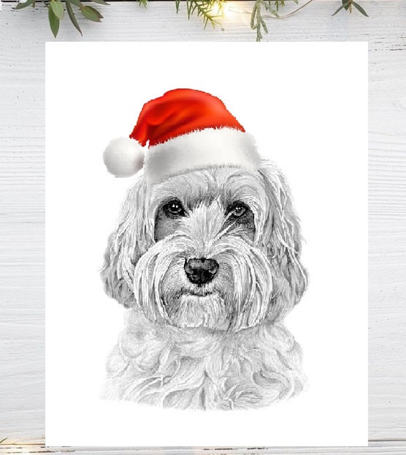 Cockerpoo Cockapoo Cavapoo Dog Art Large A5 Size Christmas Xmas Card ...
