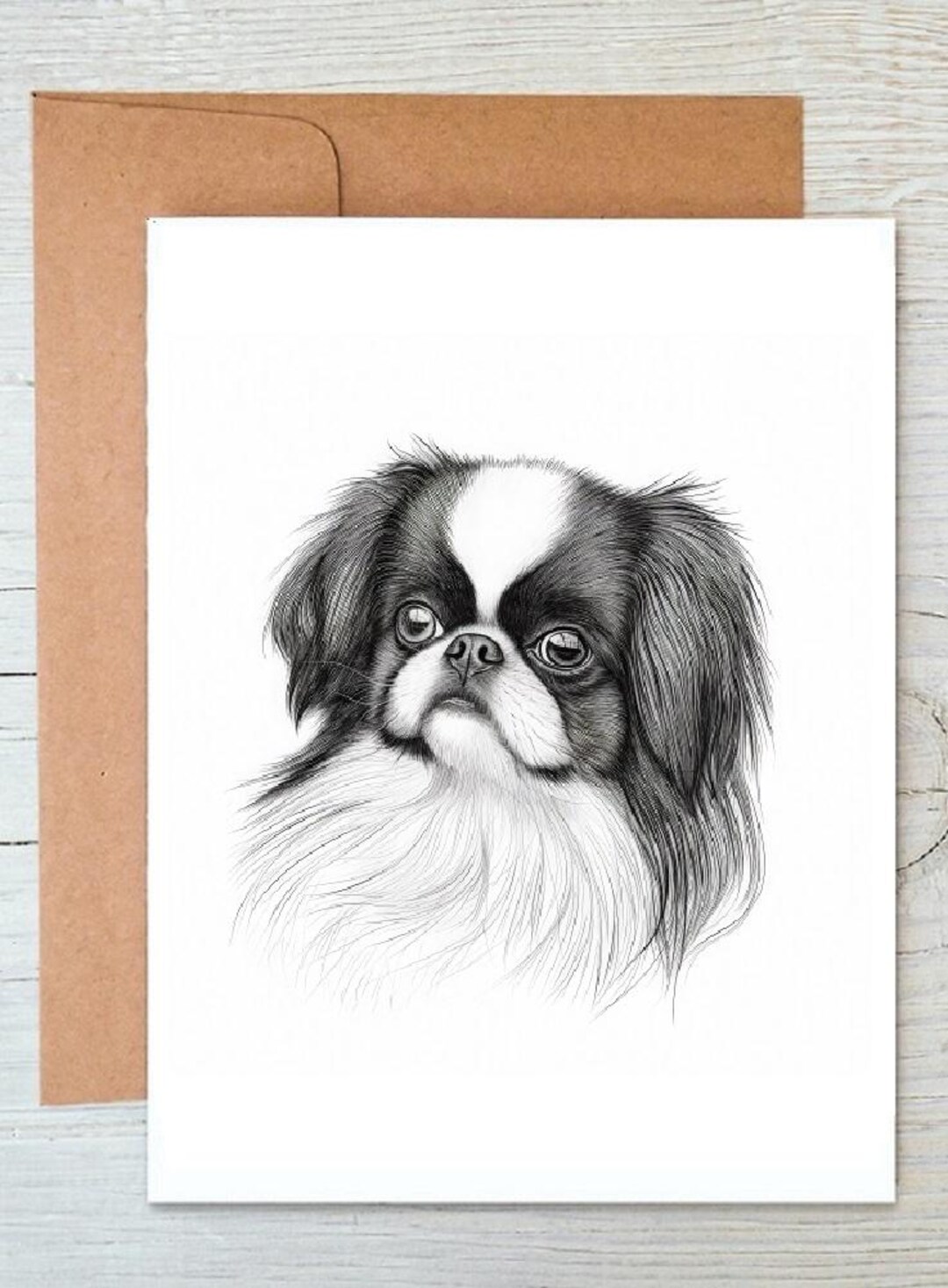 Japanese Chin Dog Art Greetings/note Card (can Be Personalised) / Art ...