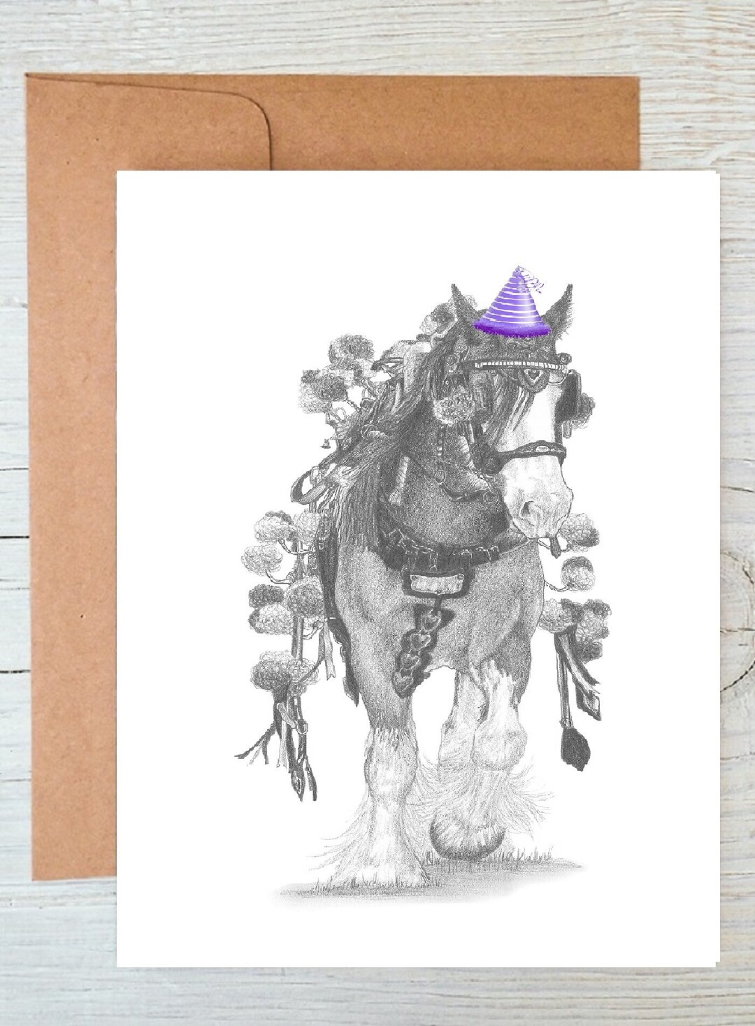 Shire Horse (no.2) Art Birthday Greetings/note Card (can Be ...