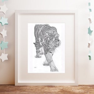 Tiger Prowling Art Drawing Prints A4/A3 Size Greetings/note - Etsy UK