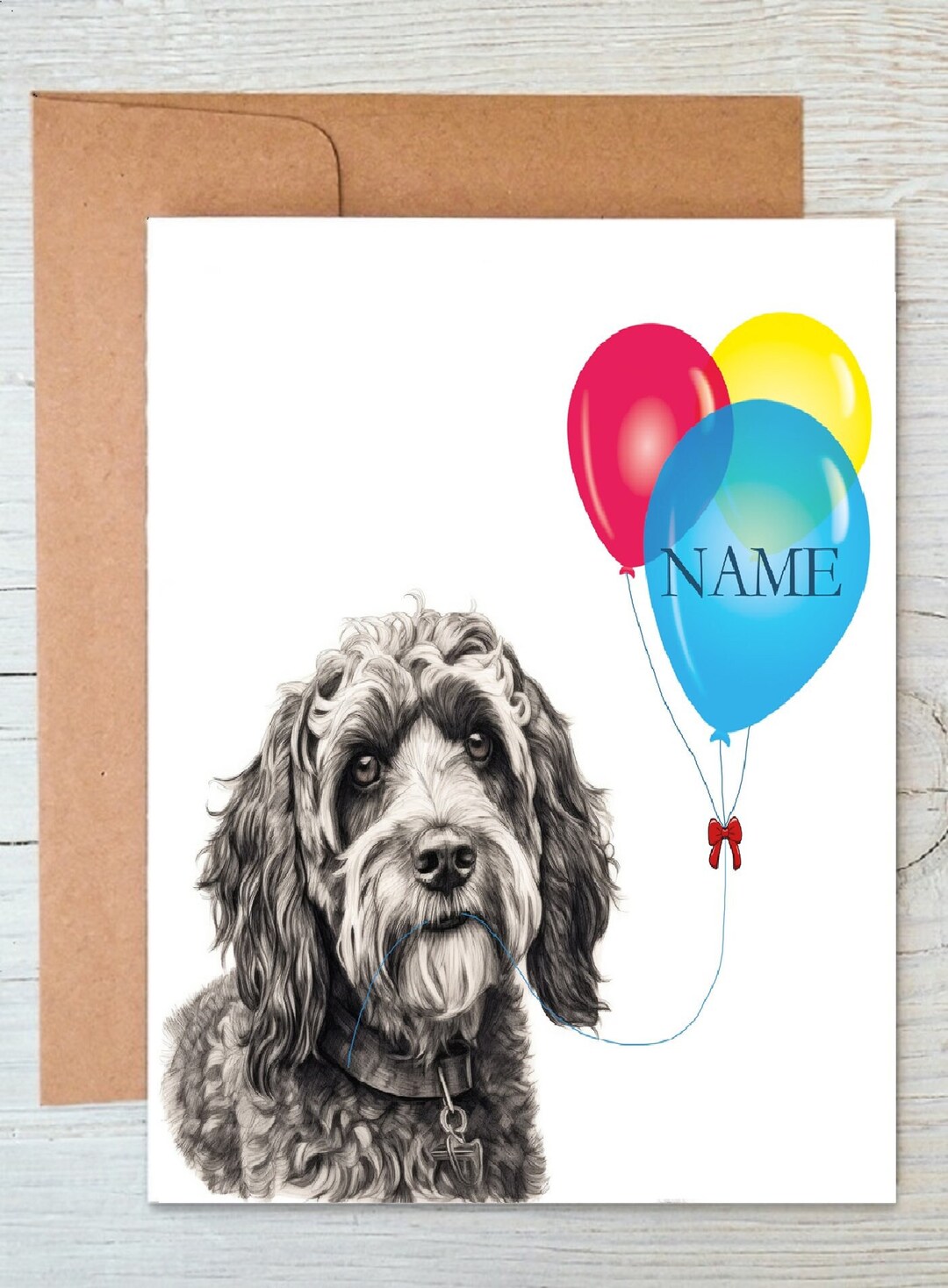 Cockerpoo (no.2) Cockapoo Cavapoo Dog Balloon Art Birthday Greetings ...
