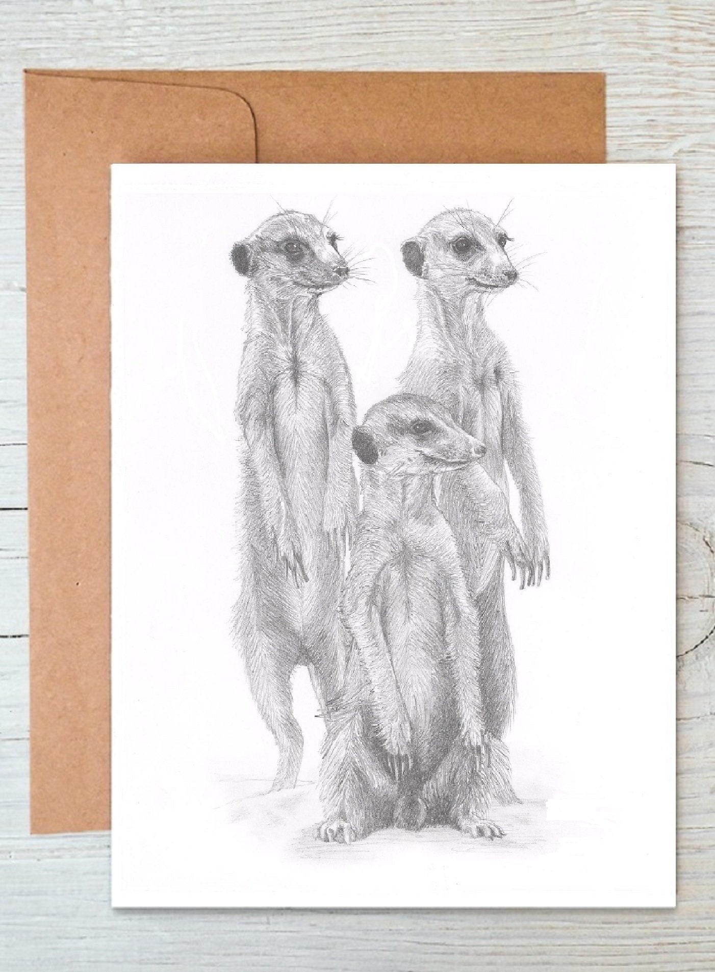 Meerkat Family Art Greetings/note Card can Be Personalised - Etsy