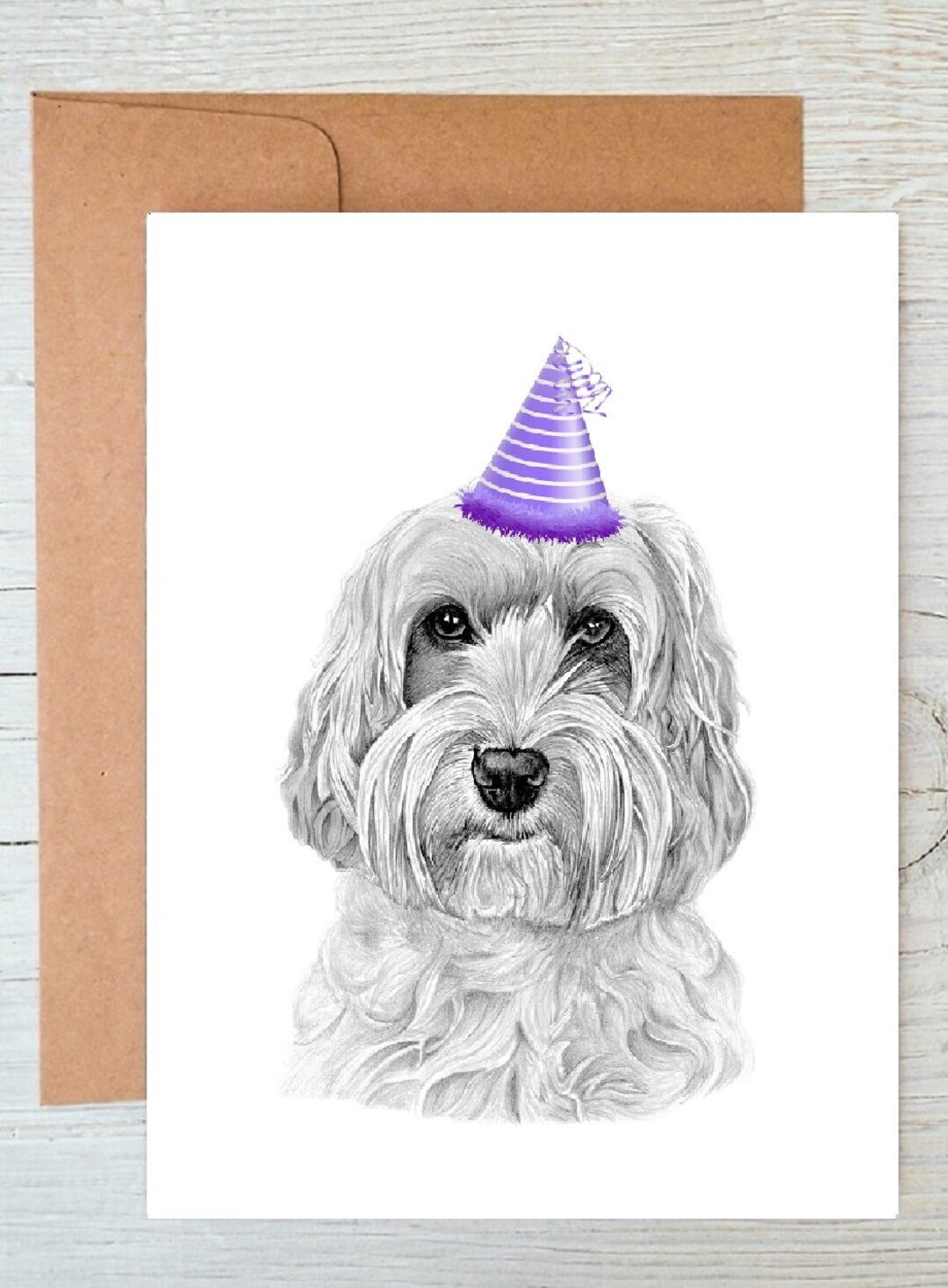 Cockerpoo Cockapoo Cavapoo Dog Art Birthday Greetings/note Card (can Be ...