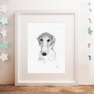 Borzoi Art Drawing Prints A4/A3 Size, Greetings/note Card card Can Be ...