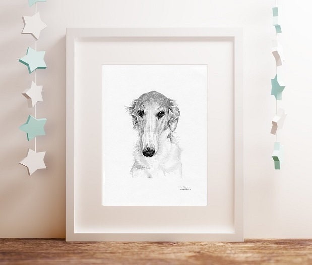 Borzoi Art Drawing Prints A4/A3 Size Greetings/note Card - Etsy UK