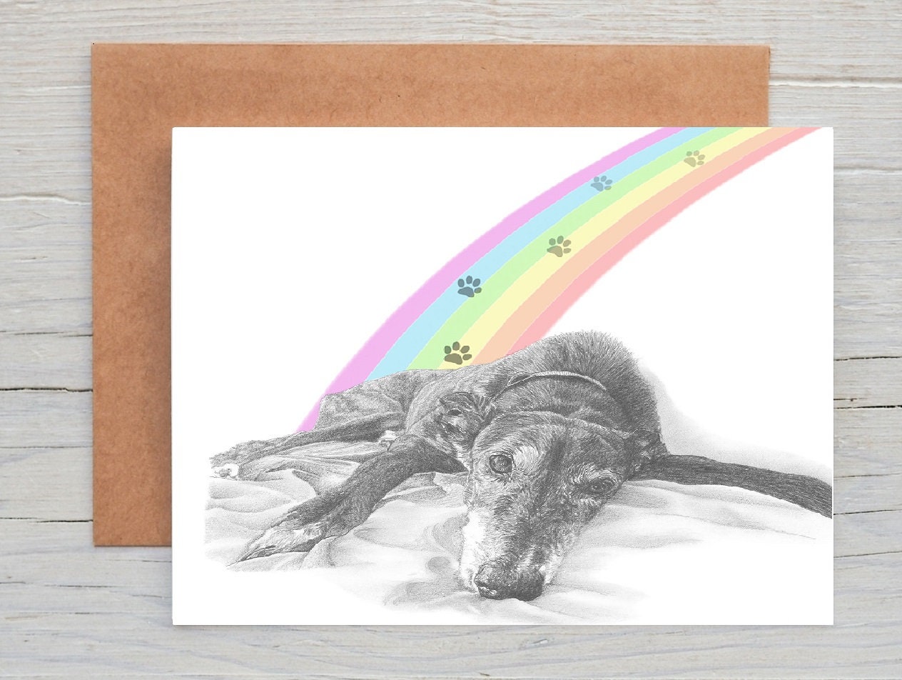 Greyhound (no. 10) Dog Pet Sympathy/condolence/loss/note Card (can Be ...