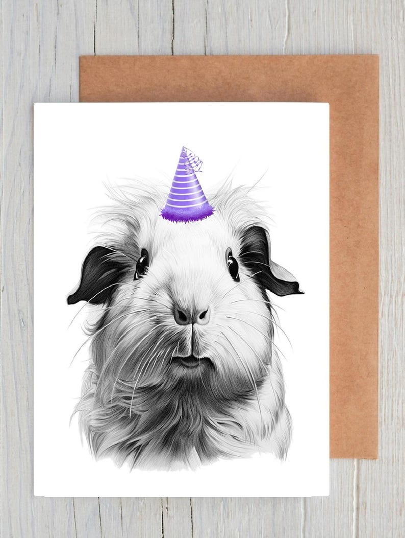 Guinea Pig (no. 3) Art Birthday Greetings/note Card (can Be ...