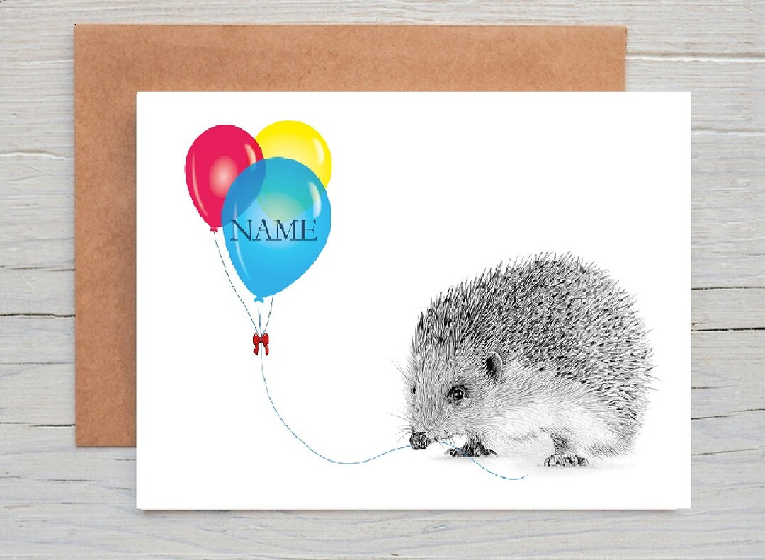 Hedgehog Art Birthday Greetings/note Card (can Be Personalised) - Etsy UK