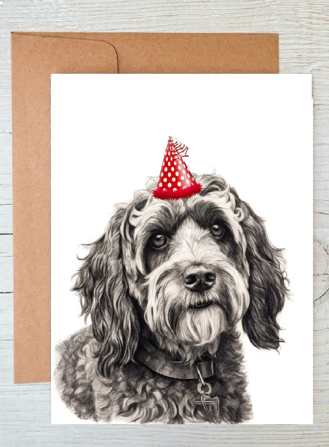 Cockerpoo (no.2) Cockapoo Cavapoo Dog Art Birthday Greetings/note Card ...
