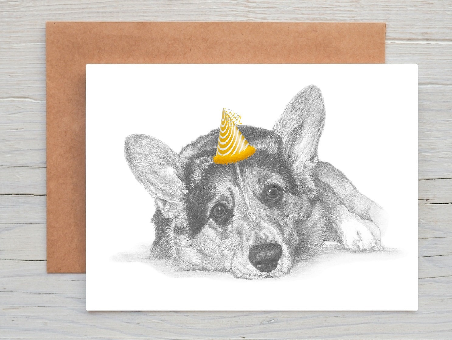Corgi Dog Art Birthday Greetings/note Card can Be Personalised - Etsy