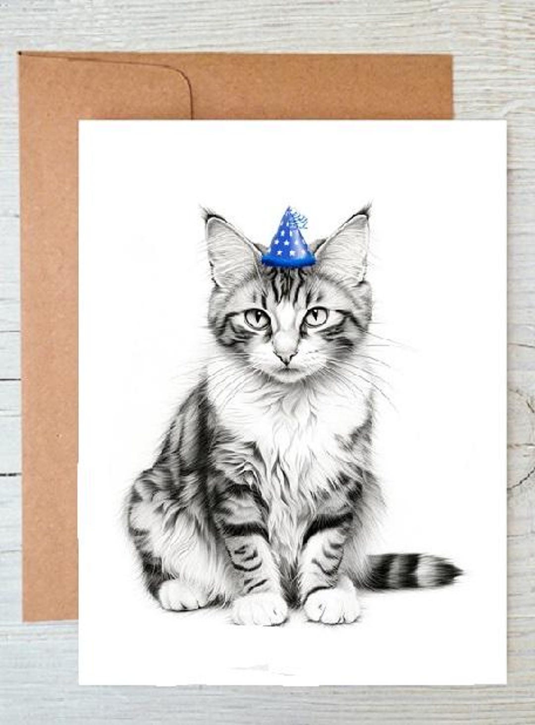 Tabby Kitten Cat (no. 2) Art Birthday Hat | Congratulations | Well Done ...