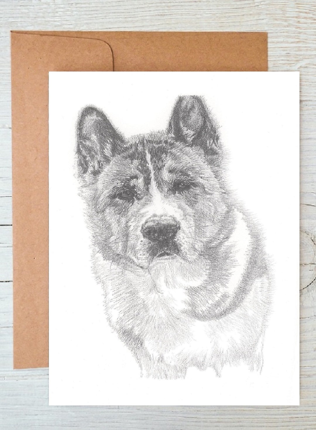 Akita (no.1) Dog Art Greetings/note Card/print (can Be Personalised ...