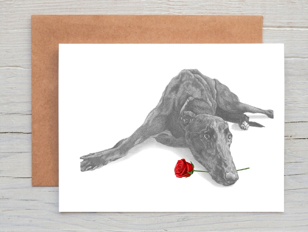 Greyhound (no.11) Love Card, Valentines Card, Anniversary Card, Wedding ...