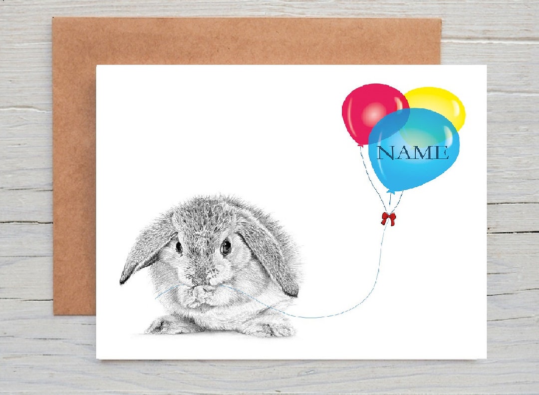 Lop Eared Bunny Rabbit (no:5) Art Birthday | Congratulations | Well ...