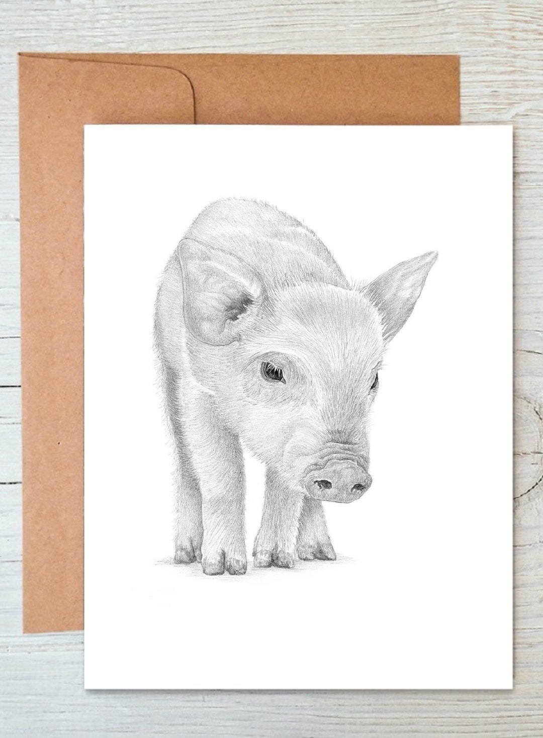 Pig Piglet (no.2) Art Greetings/note Card/print (can Be Personalised ...