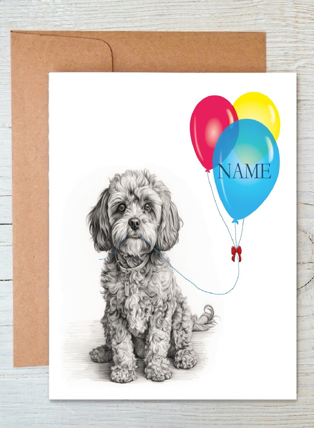 Cockerpoo (no.4) Cockapoo Cavapoo Dog Balloon Art Birthday Greetings ...