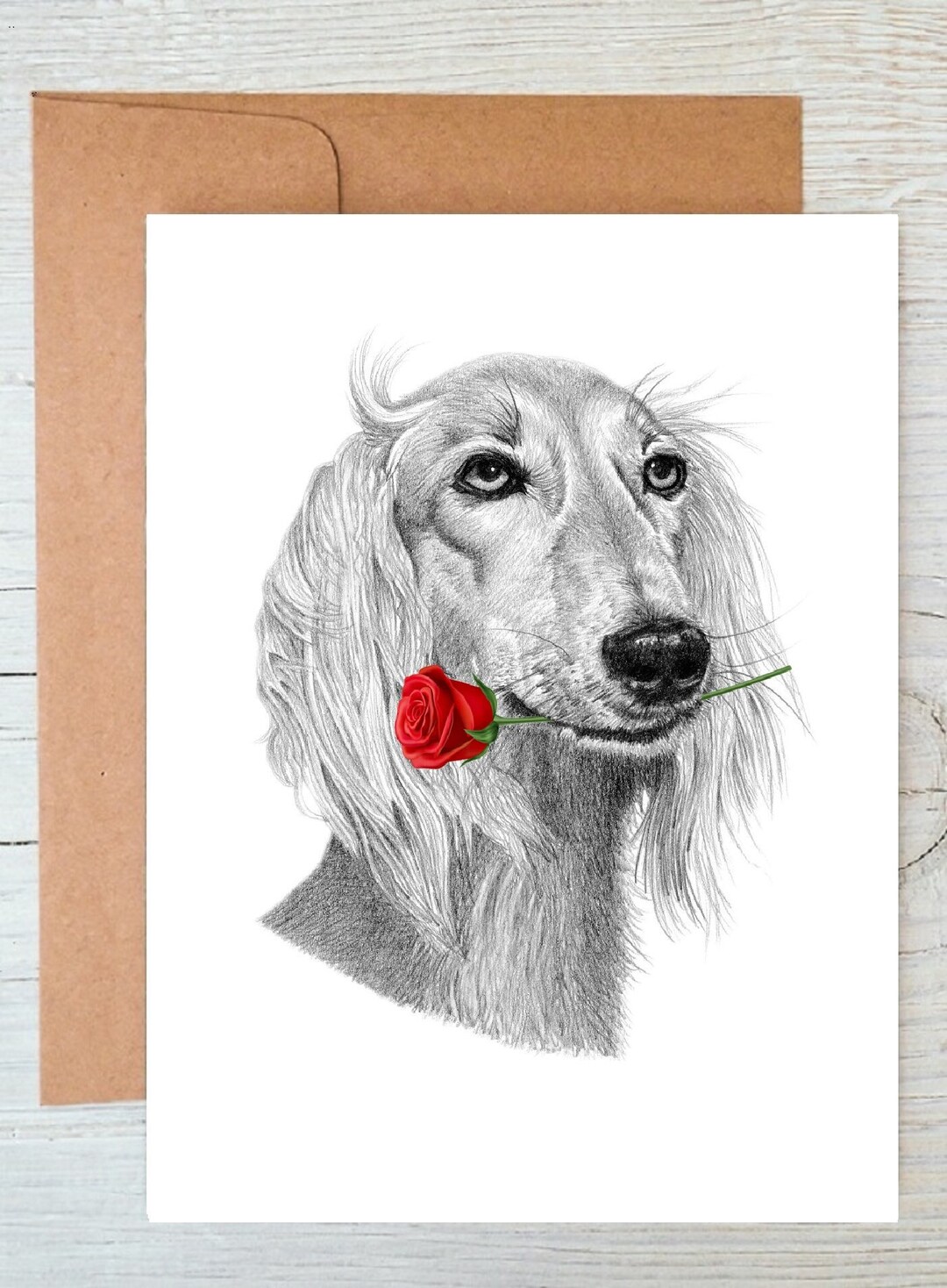 Saluki Love Card Valentines Card Anniversary Card Wedding Card Art Greetings/note Card can Be ...