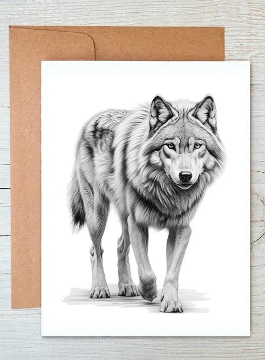 Wolf (no.4) Wolves Art Greetings/note Card (can Be Personalised) / Art ...