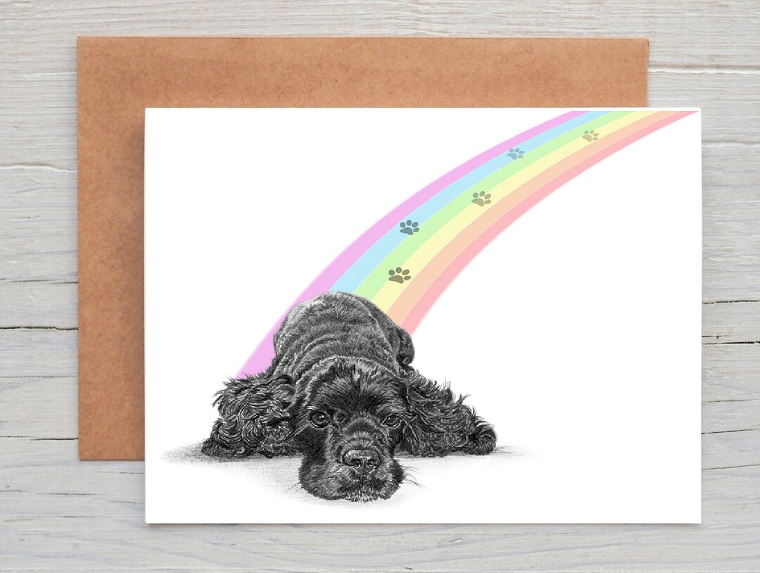 Cocker Spaniel Black Lying Dog Pet Sympathy/condolence/loss/note Card ...