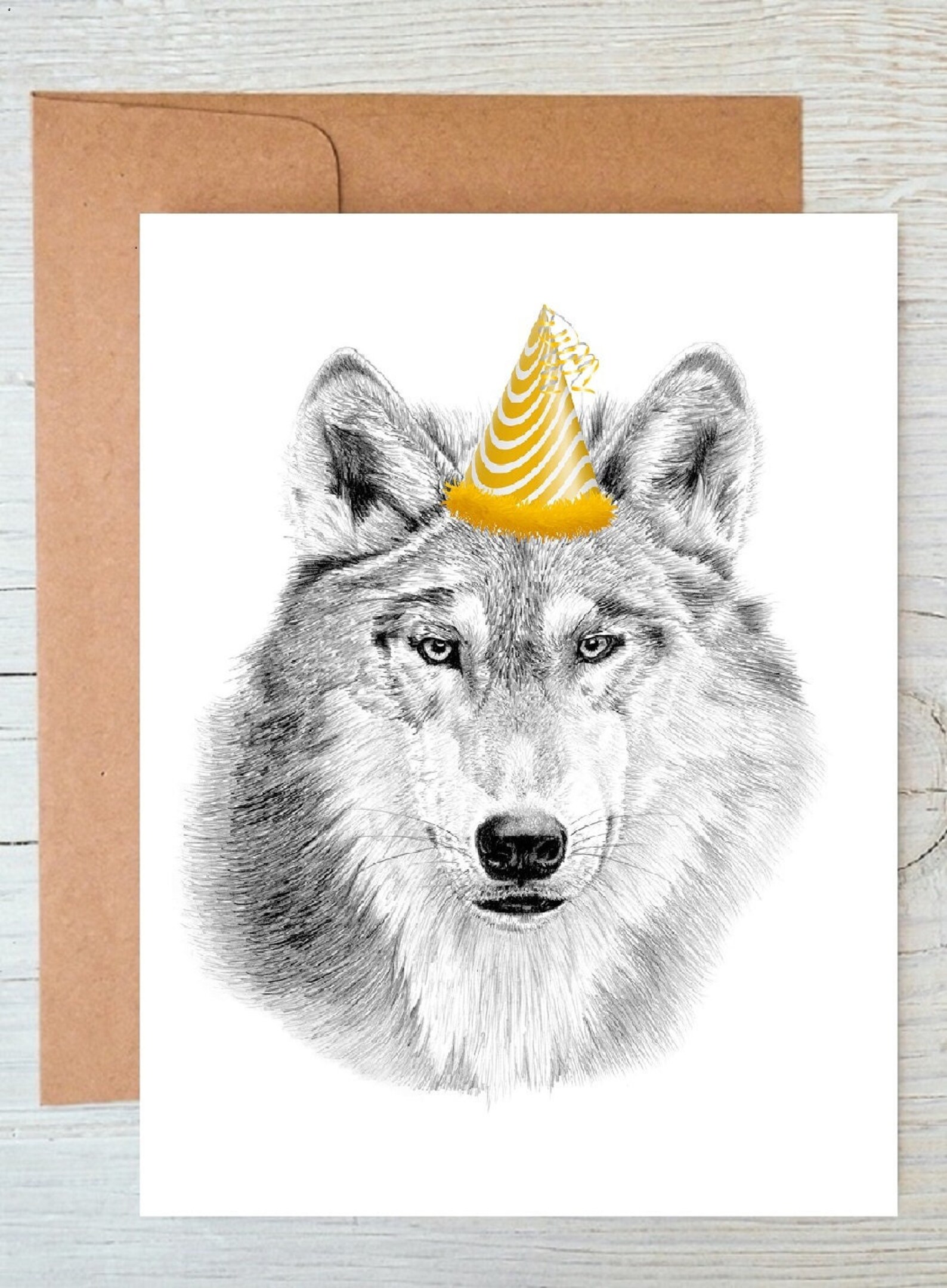 Wolf Art Birthday Greetings/note Card can Be Personalised - Etsy