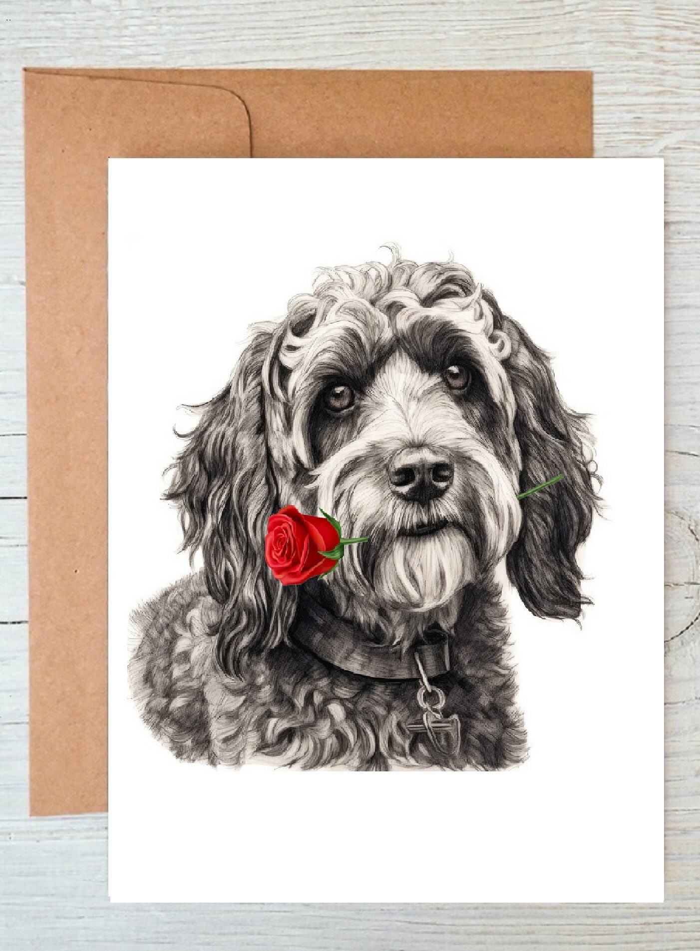 Cockerpoo Cockapoo no. 2 Cavapoo Love Card Valentines Card Anniversary Card Wedding Card Art ...